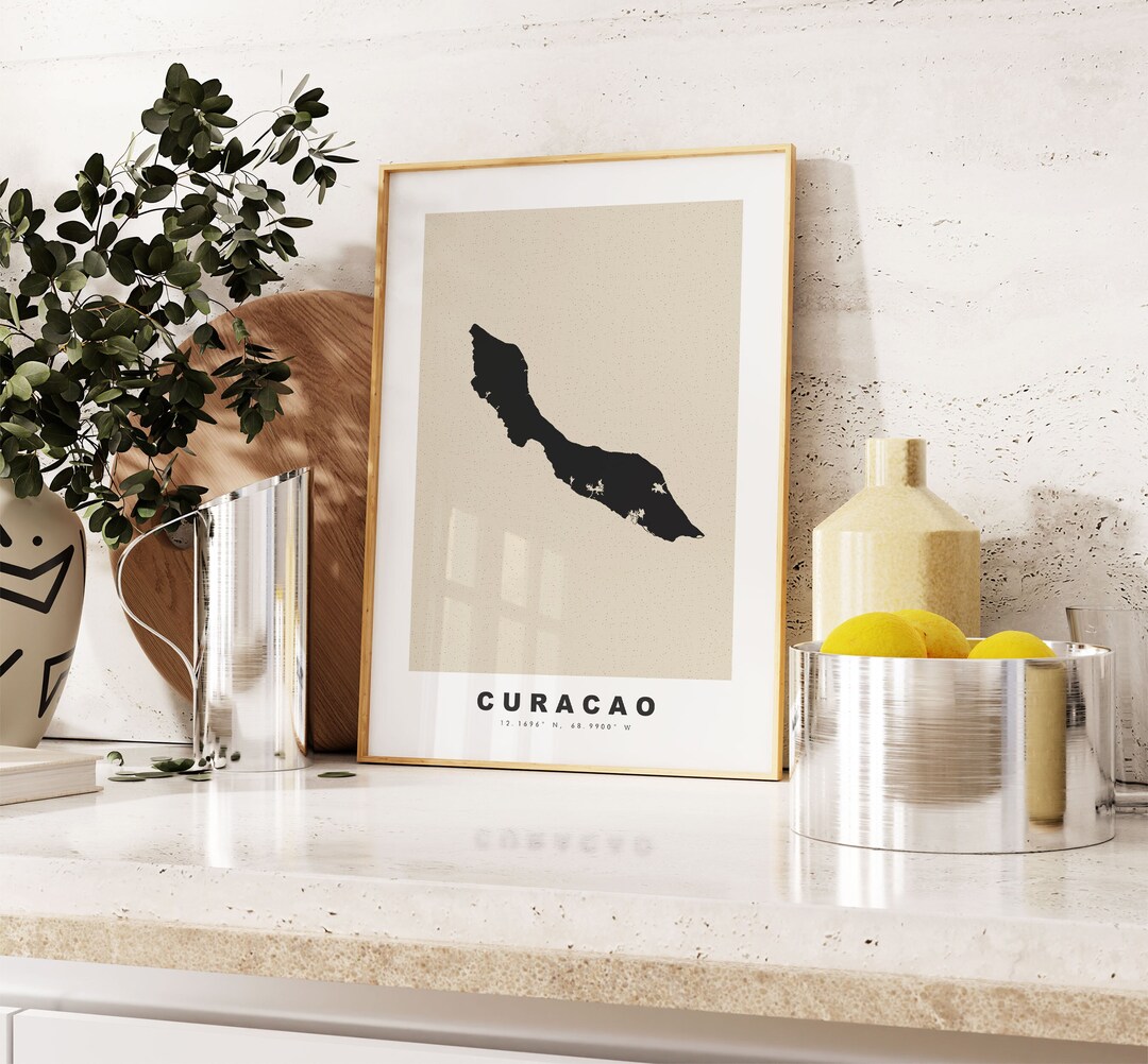 Curacao Print - Custom Map Print - Personalised Text Gift Options ...