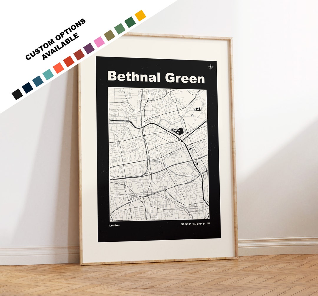 Bethnal Green Map Print - Custom Options/colours Available - Prints or ...
