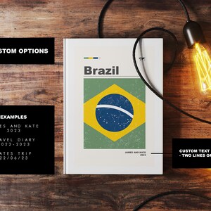 Brazil Notebook - Flag - A5 or A4 - Map Notebook - Hardcover Journal ...