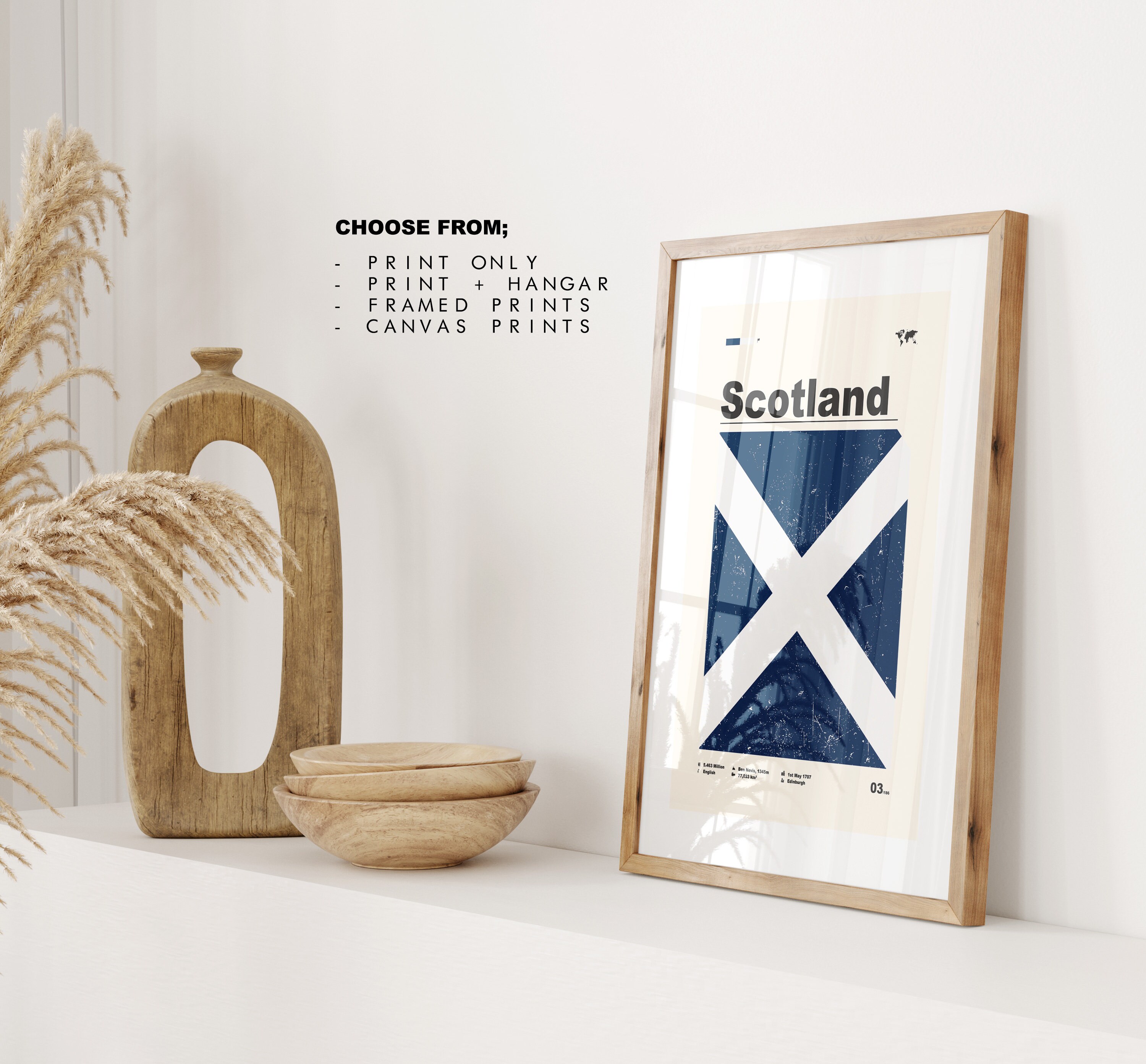 Scotland Flag Print - Flag Poster - Mid Century Modern - Custom Options ...
