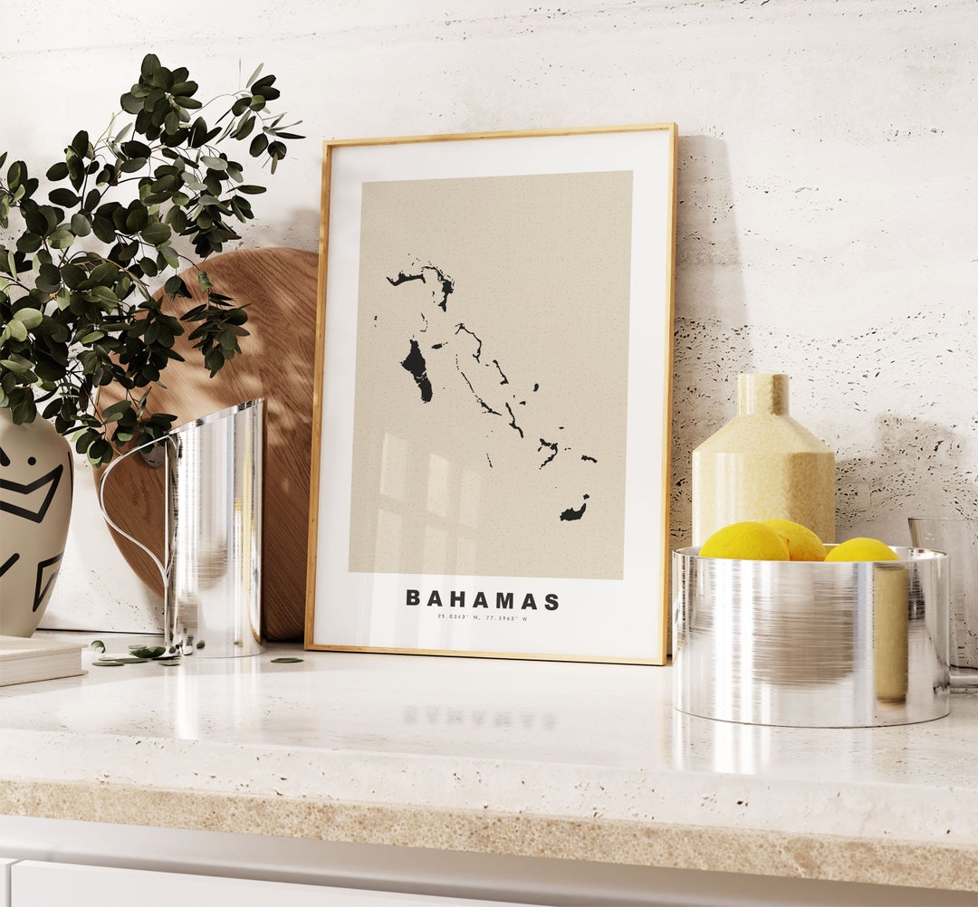 Bahamas Print - Custom Map Print - Personalised Text Gift Options ...