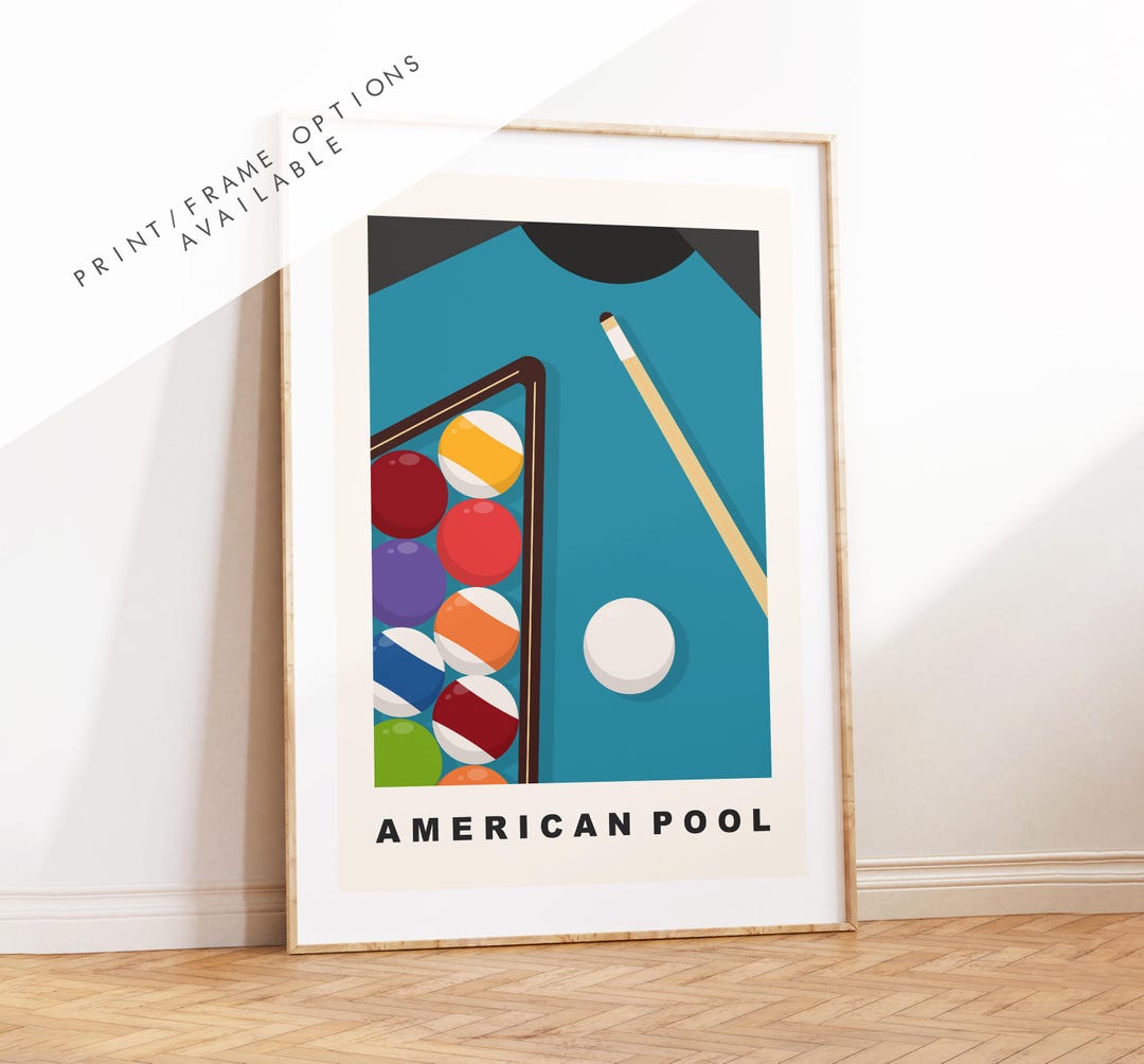 American Pool Print - Minimalist - Pool Table Poster - Print - Wall Art ...