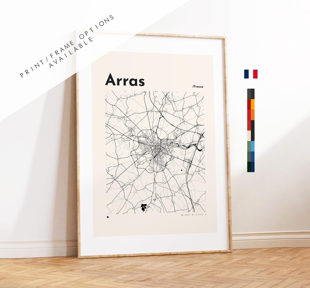 Arras Map Print - Custom Options/colours Available - Prints or Framed ...