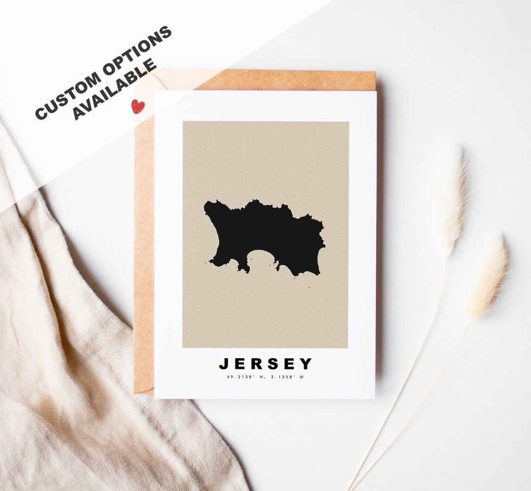 Jersey Custom Greeting Card - Kraft Envelope Included - Custom Text ...