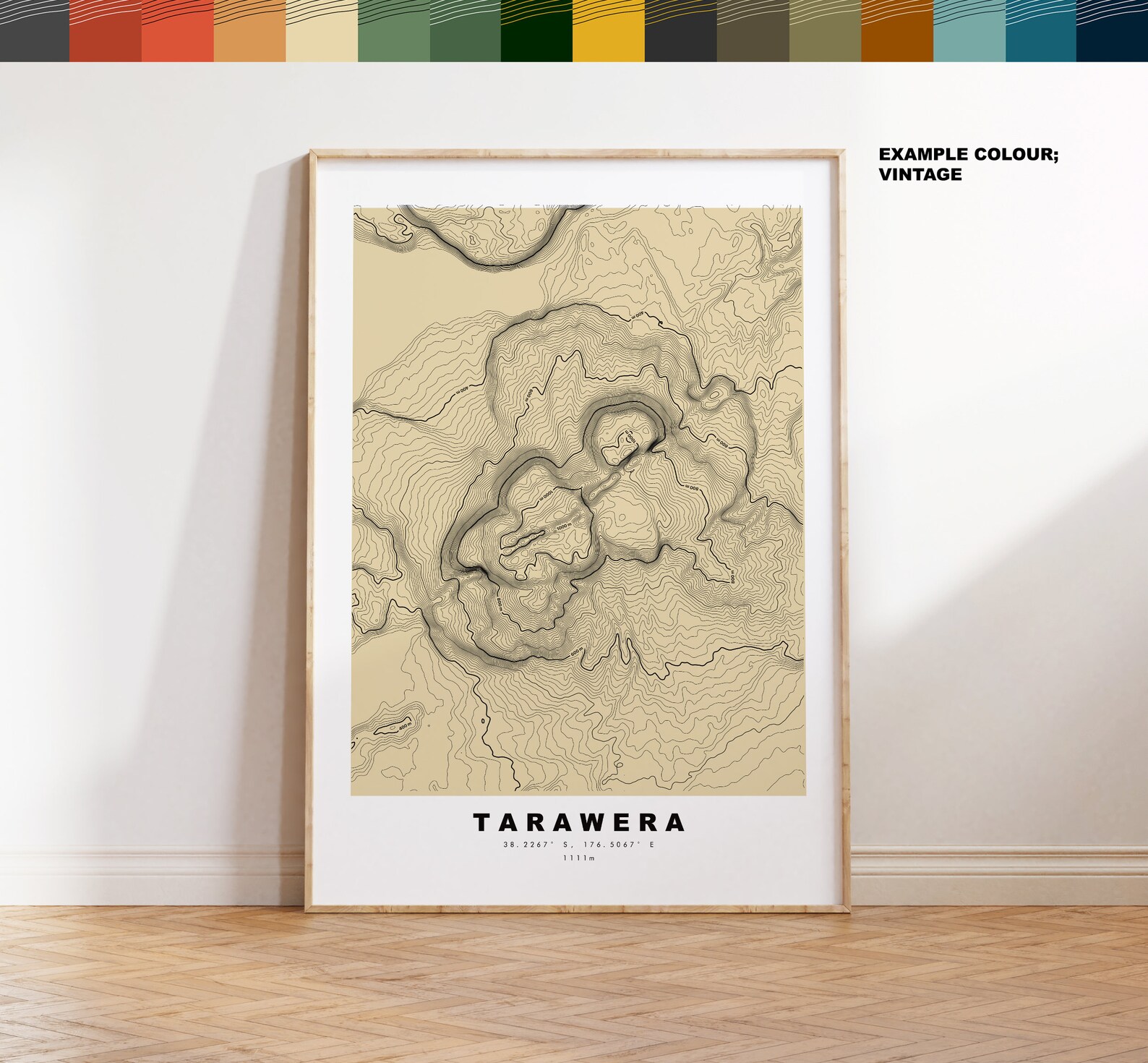 Tarawera Print - Contour Map - Topographic Map - Print - Poster - Wall ...