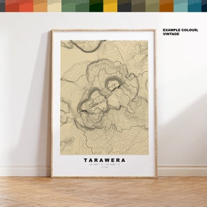 Tarawera Print - Contour Map - Topographic Map - Print - Poster - Wall ...