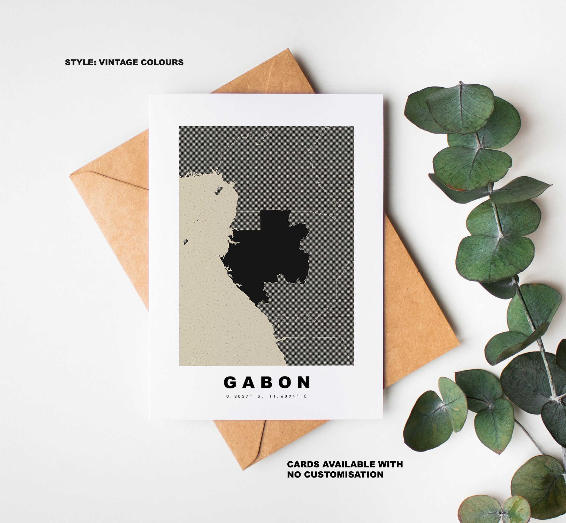 Gabon Custom Greeting Card - Kraft Envelope Included - Custom Text ...