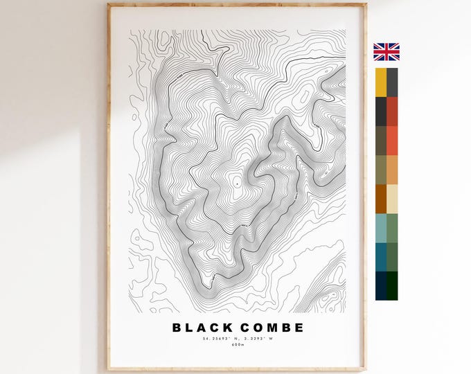 Black Combe Print - Contour Map - Black Combe Lake District Map - Lake ...