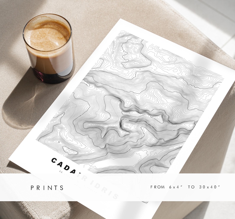 Cadair Idris Print - Contour Map - Snowdonia - Wales - Topographic Map ...