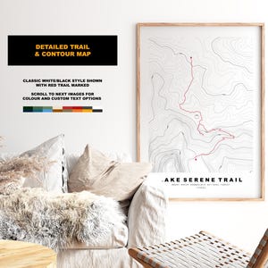 Lake Serene Trail Map Print - Trail and Contour Map - Topography ...