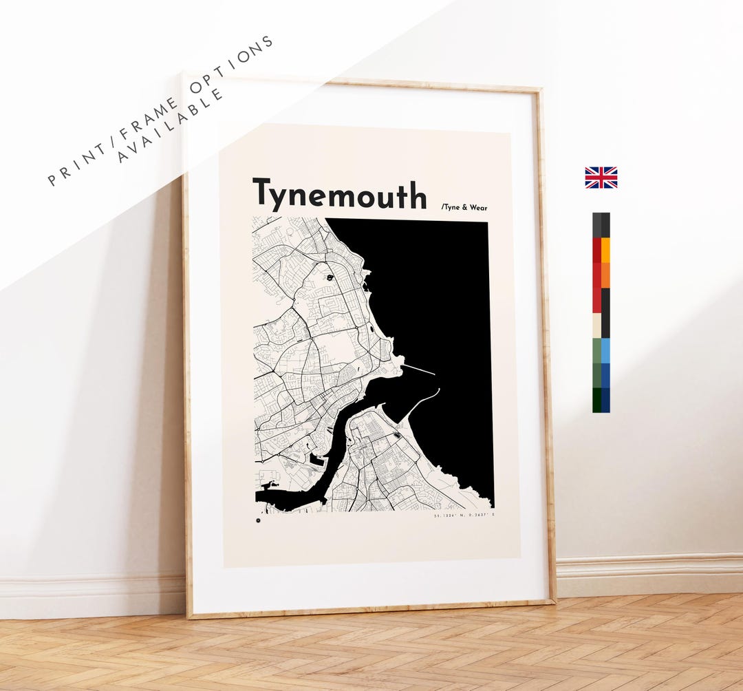Tynemouth Map Print - Custom Options/colours Available - Prints or ...