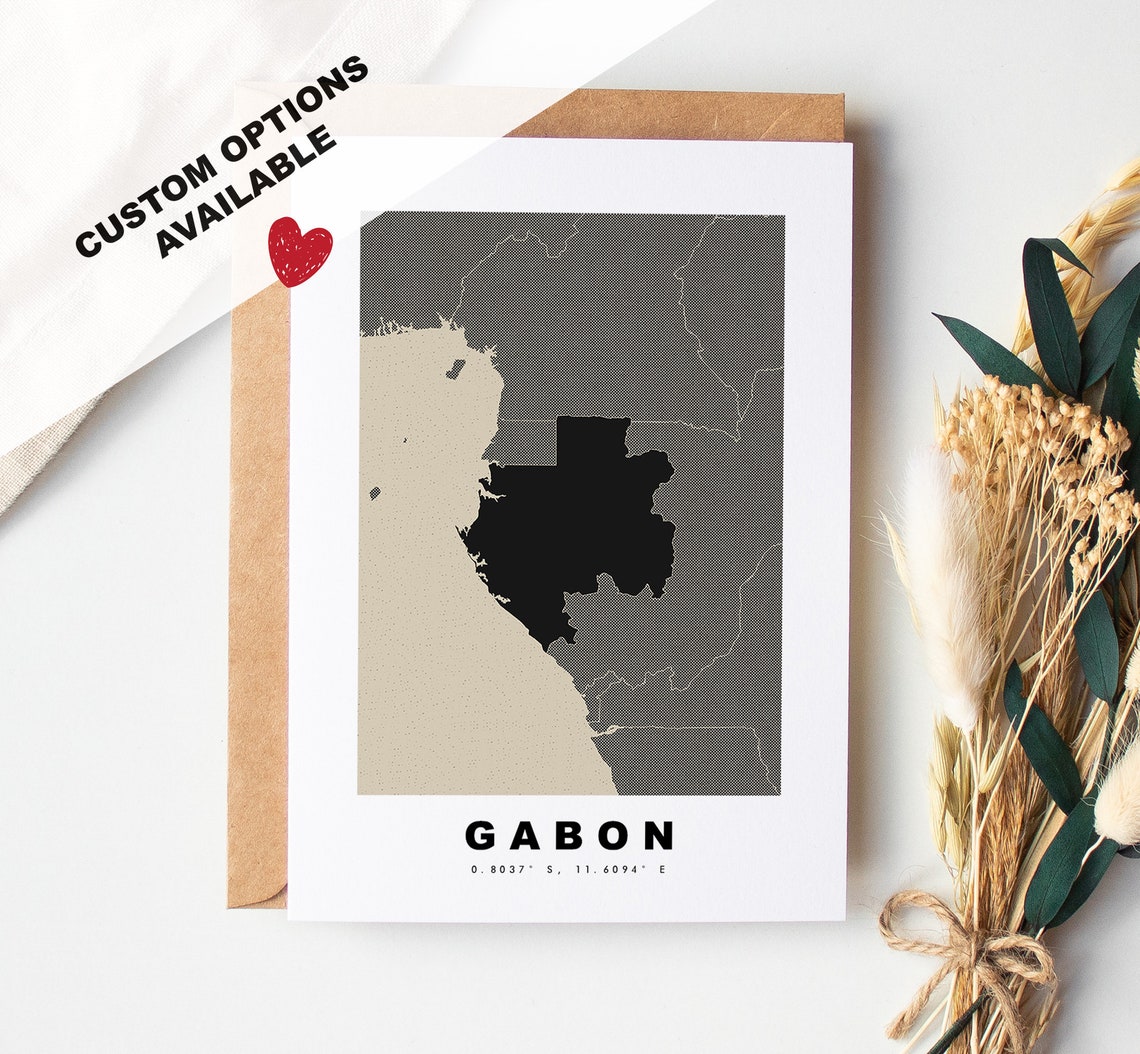 Gabon Custom Greeting Card - Kraft Envelope Included - Custom Text ...