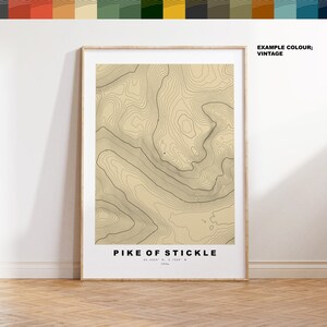 Pike of Stickle Print Contour Map Langdale Pikes Map Lake District ...