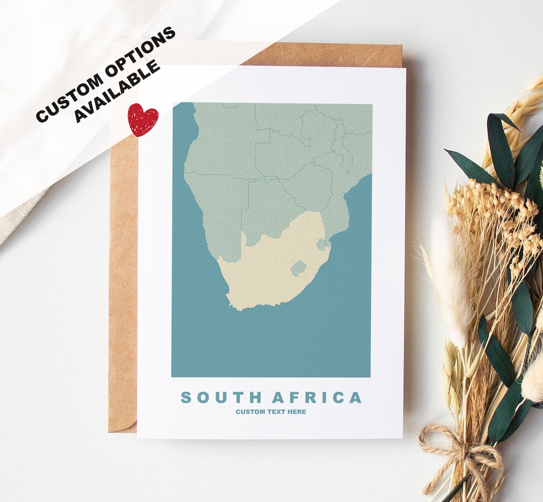 South Africa Greeting Card - Custom Options Available - Kraft Envelope ...