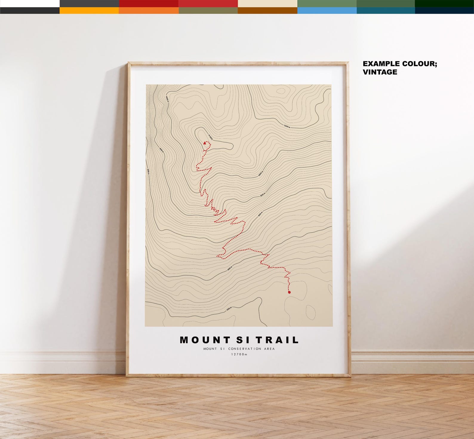 Mount Si Trail Map Print - Trail and Contour Map - Topography - Contour ...