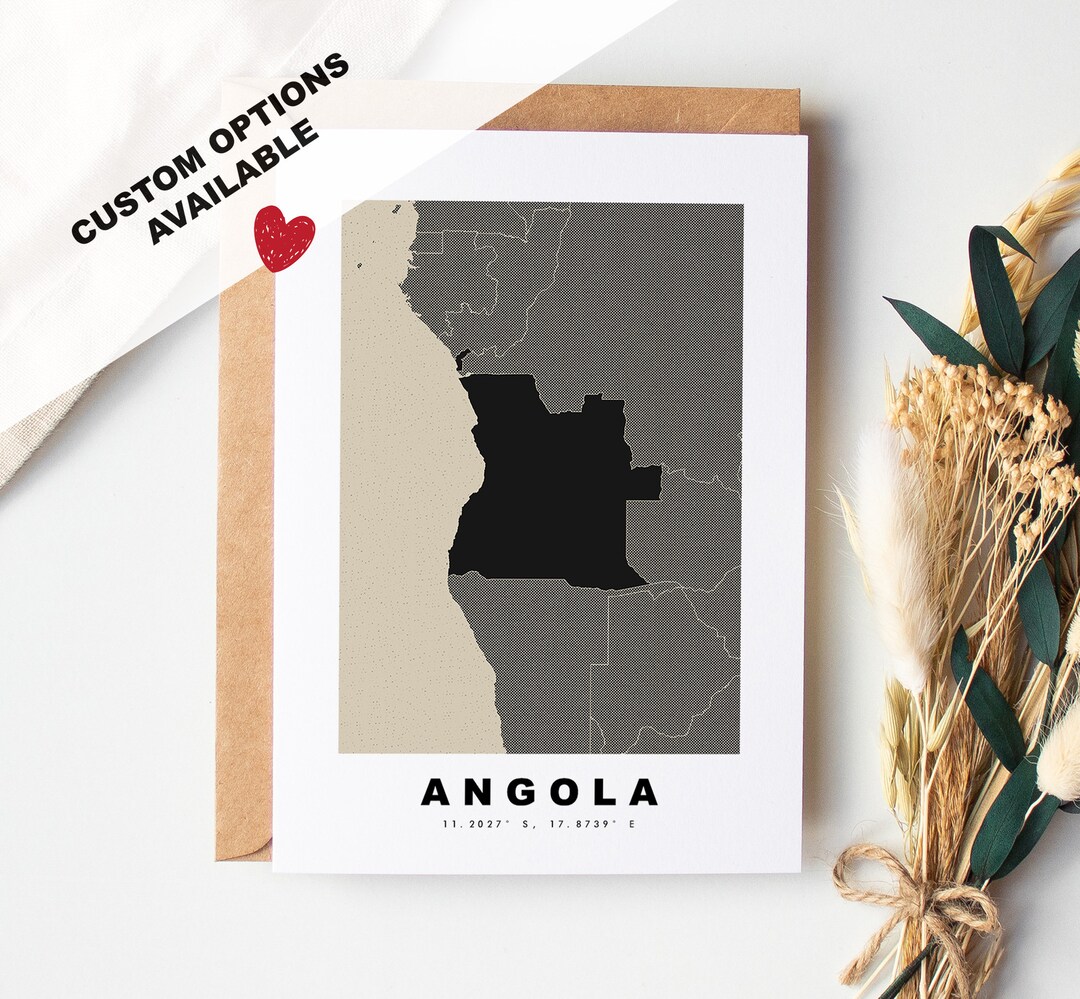 Angola Custom Greeting Card - Kraft Envelope Included - Custom Text ...