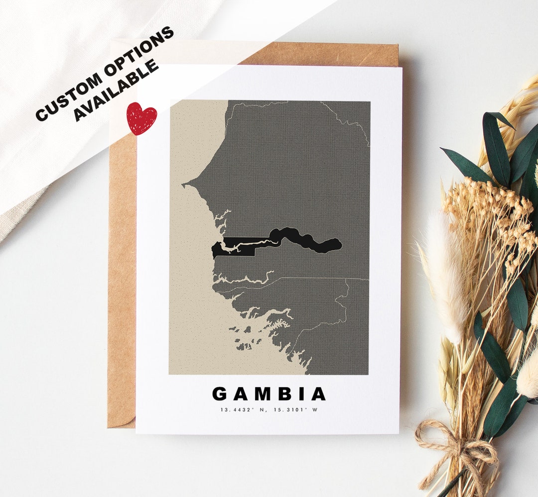 Gambia Custom Greeting Card - Kraft Envelope Included - Custom Text ...