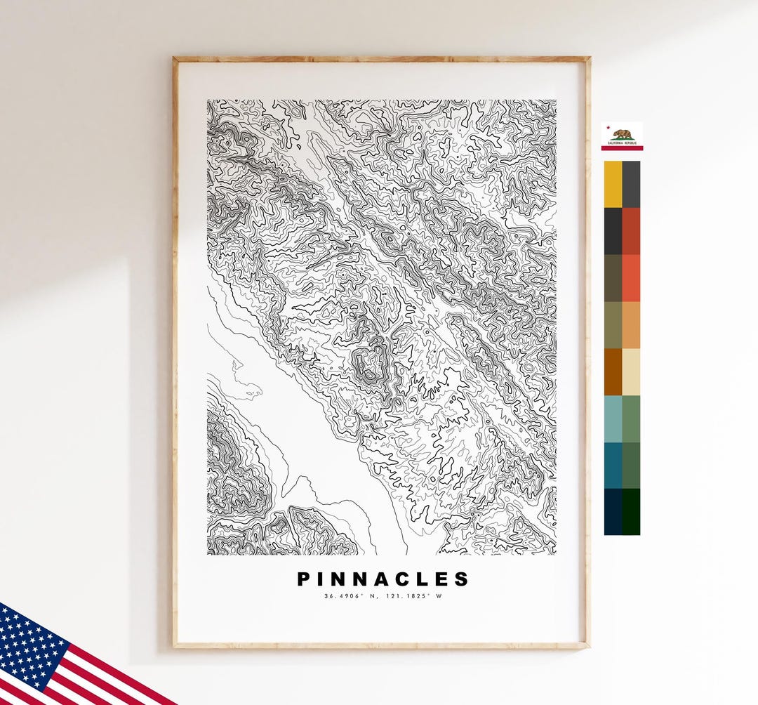 Pinnacles National Park Map Print - Contour Map Print - Topographic Map ...