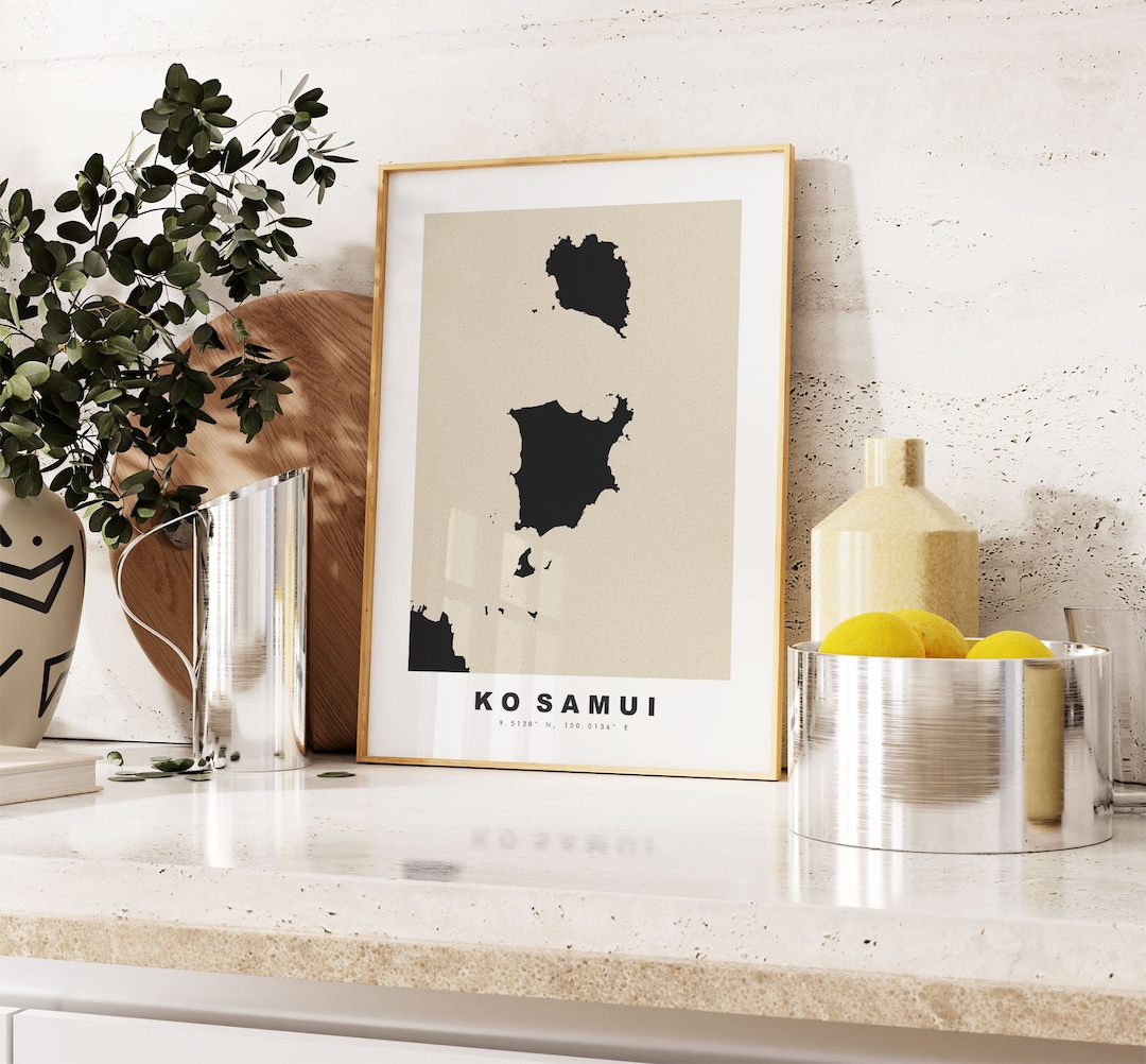 Ko Samui Print - Custom Map Print - Personalised Text Gift Options ...