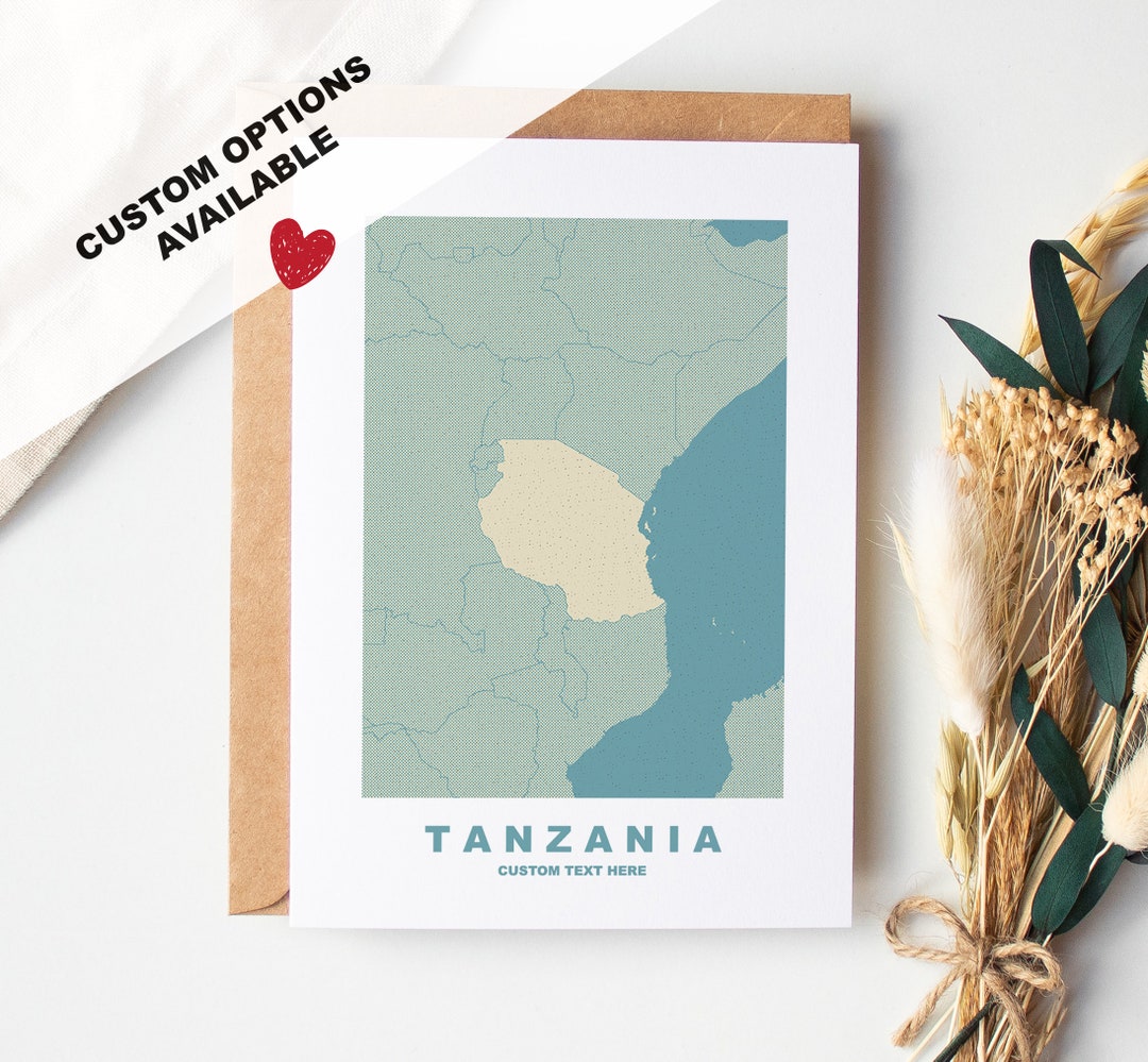 Tanzania Greeting Card - Custom Options Available - Kraft Envelope ...