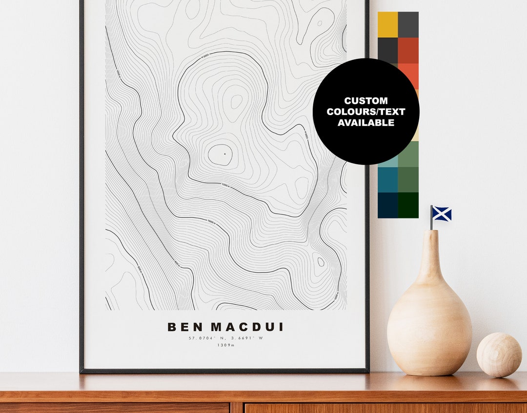 Ben Macdui Print Contour Map Ben Macdui Poster Scotland - Etsy