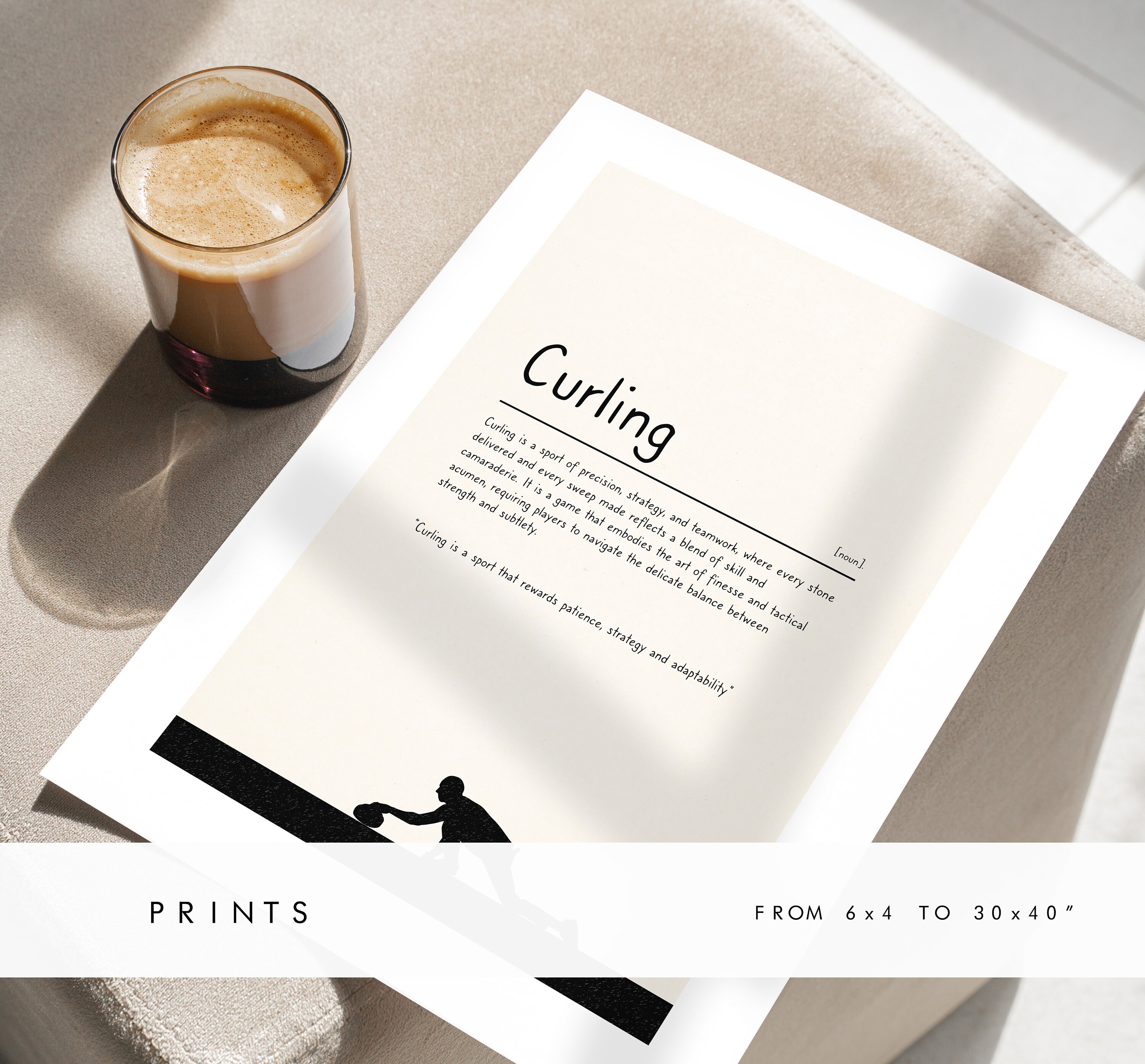 Curling Definition Print - Custom Text/quote Options - Customised Gift ...