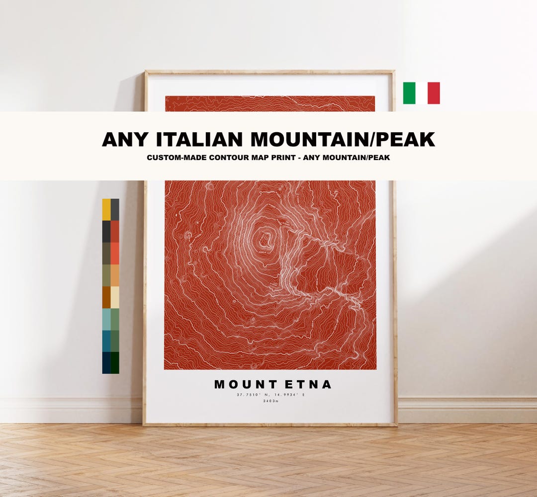 Custom Italy Contour Maps - Any Italian Mountain/peak Map Print ...