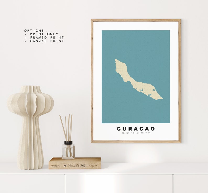 Curacao Map Print - Personalised Map Gift - Framed or Canvas Options ...