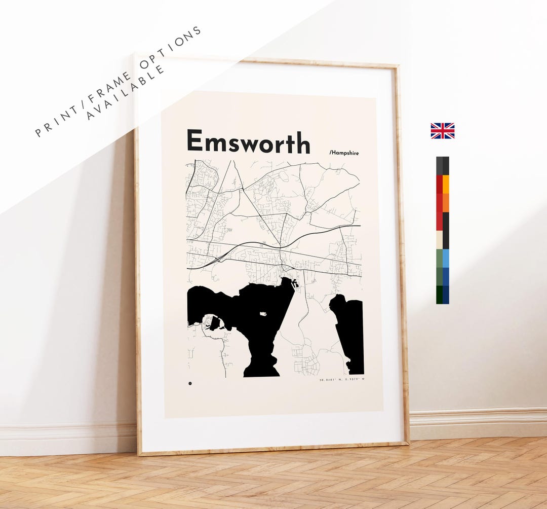 Emsworth Map Print - Custom Options/colours Available - Prints or ...