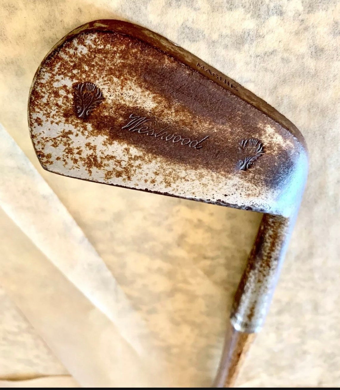 Two Antique Golf Clubs Hickory Wood Shafts. Embossed”mashie” “westwood ...
