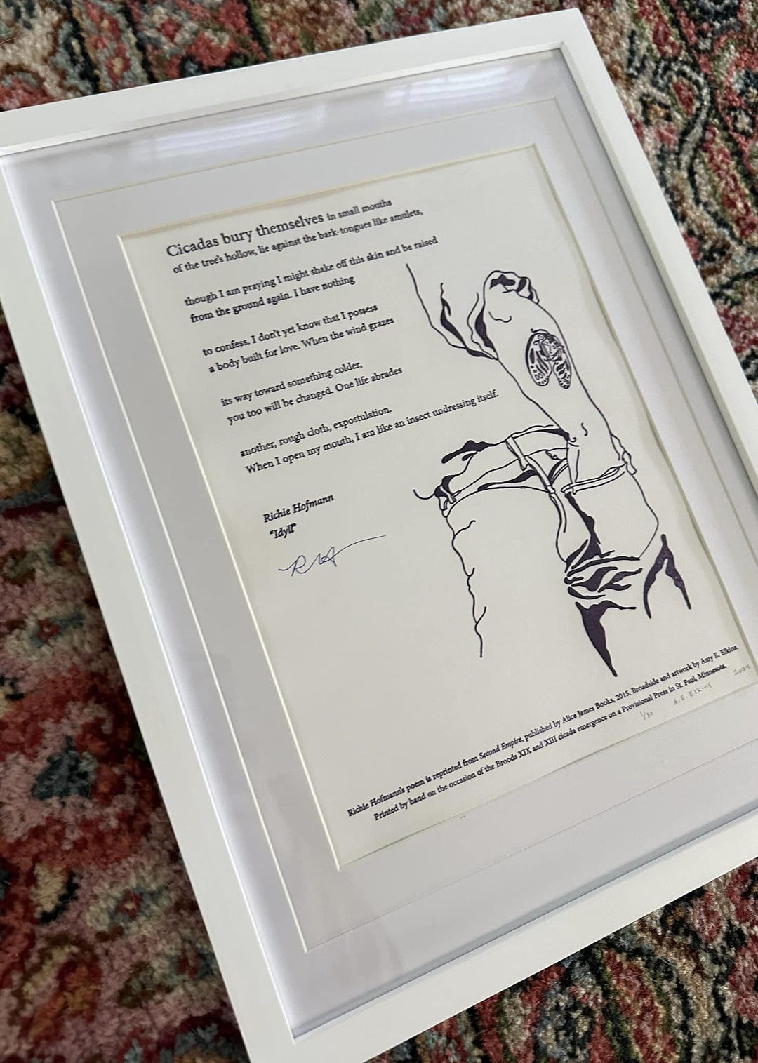 Signed Poetry Broadside Cicada Richie Hofmann and Amy E. Elkins - Etsy