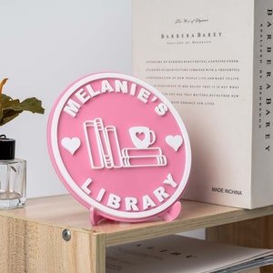 Library Sign,personalized Acrylic Bookshelf Sign,library Book Nook With ...