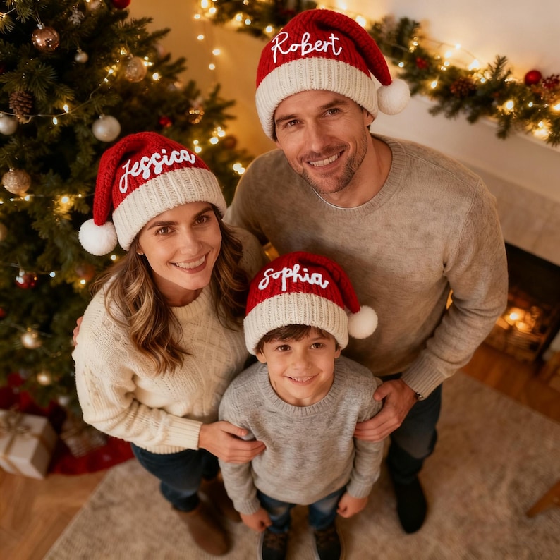 Personalized Baby Santa Hat, Custom Christmas Holiday Hats, Beanie With ...