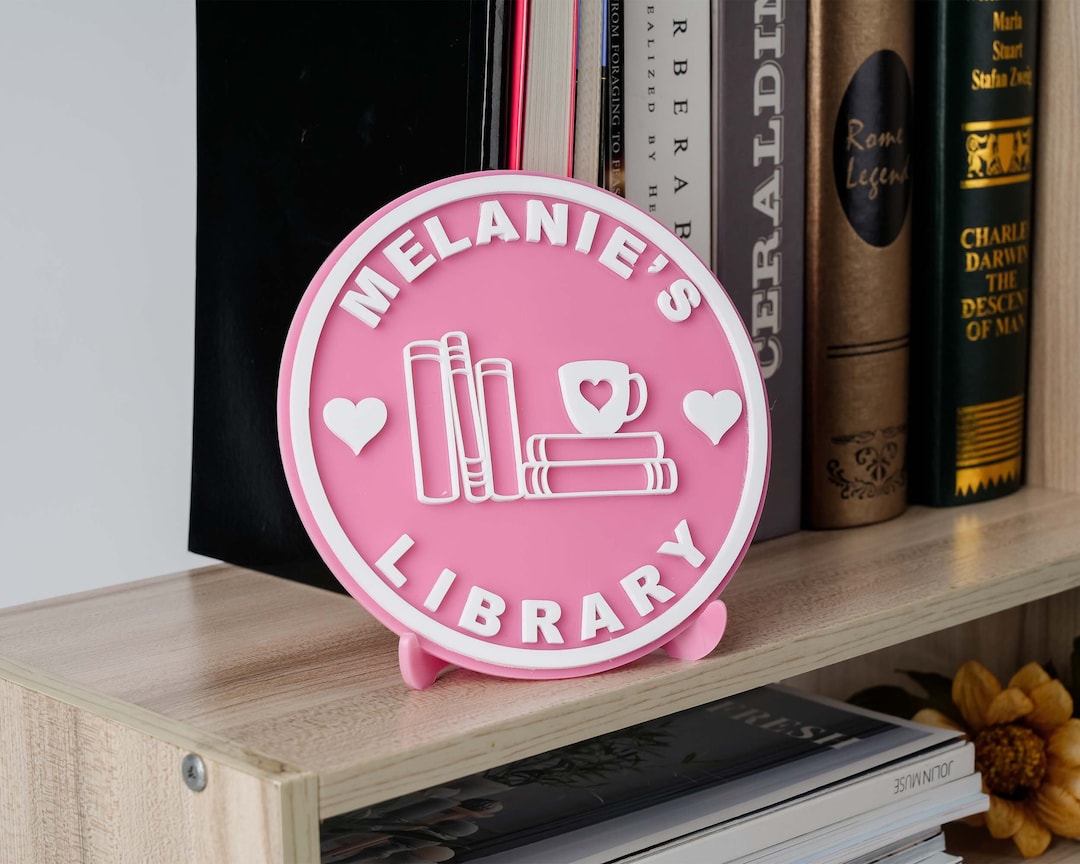 Personalized Library Sign,custom Acrylic Bookshelf Sign Bookish Home ...