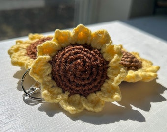 Sunflower Keychain • Flower Yellow Summer Brown Mocha Tassel Key Chain ...