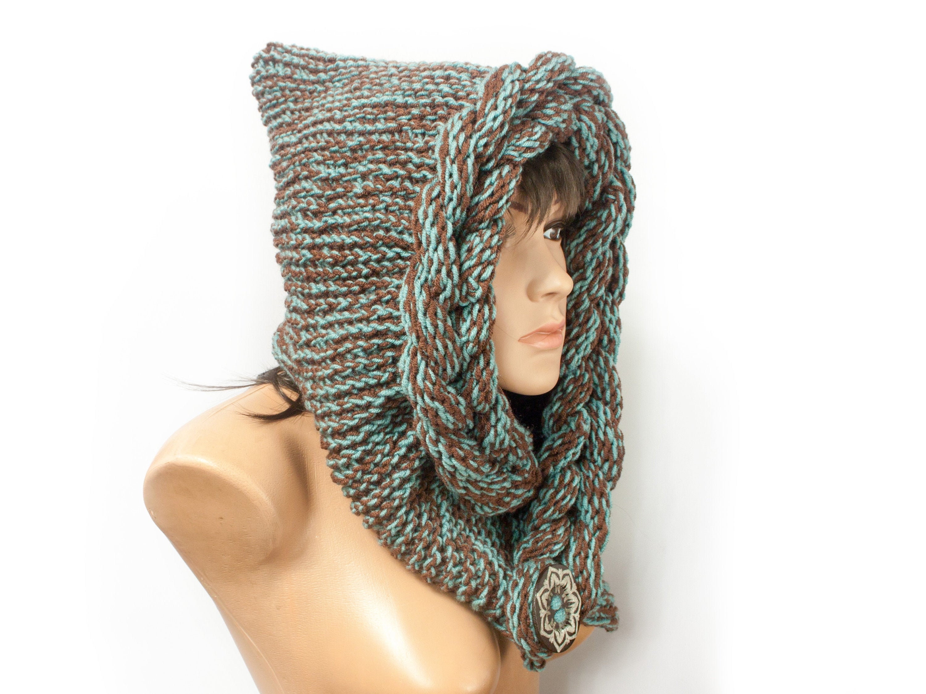 Hooded Scarf, Scarf, Hood, Scarf Hooded, Chunky Scarf, Wool Cowl ...