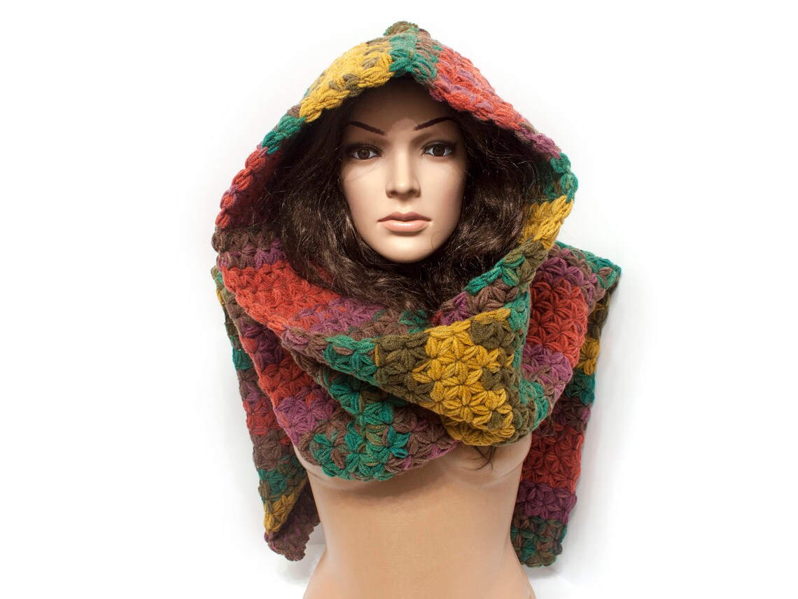Hooded Scarf Chunky Hooded Scarf Scoodie Scarf Knit Scoodie - Etsy UK