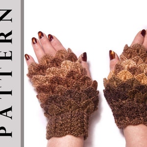 PATTERN Dragon Scale Fingerless Gloves Crocodile Gloves - Etsy