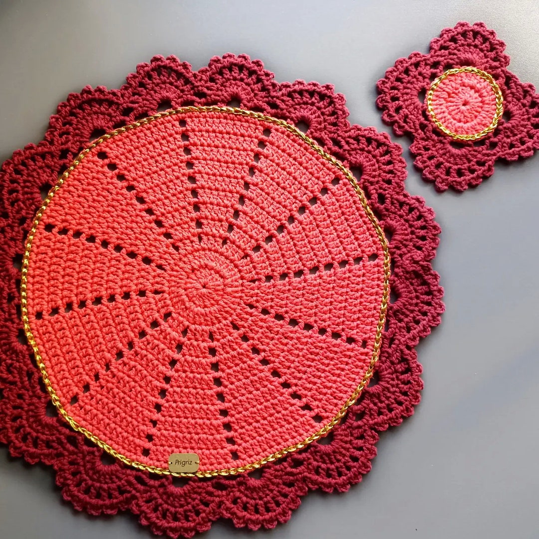Gift Set RED and Gold Charger Plates Complete With Cup Coasters for 6 ...