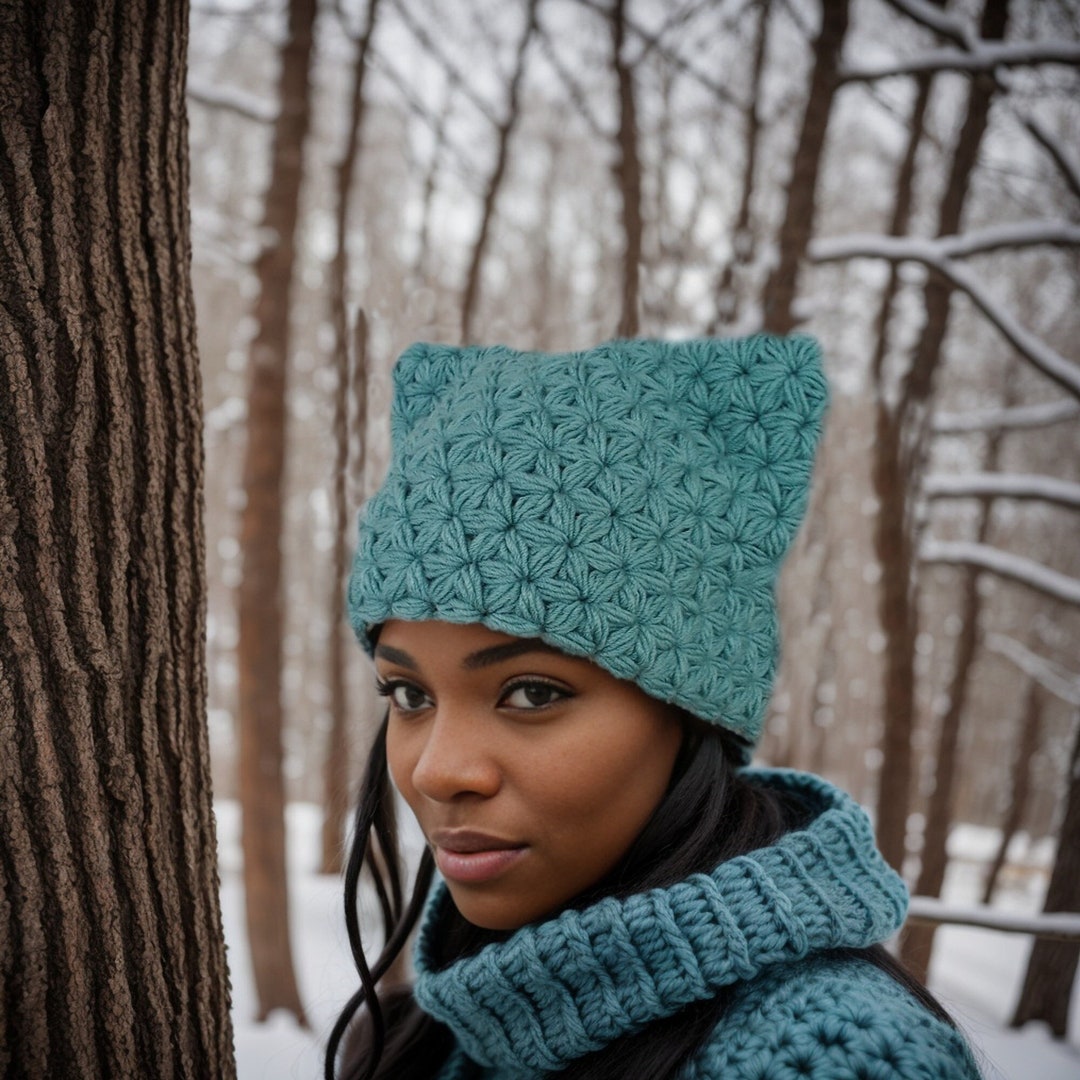 Hat Cat Cute Crochet Hat With Cat Ears Pussy Hat Womens Winter