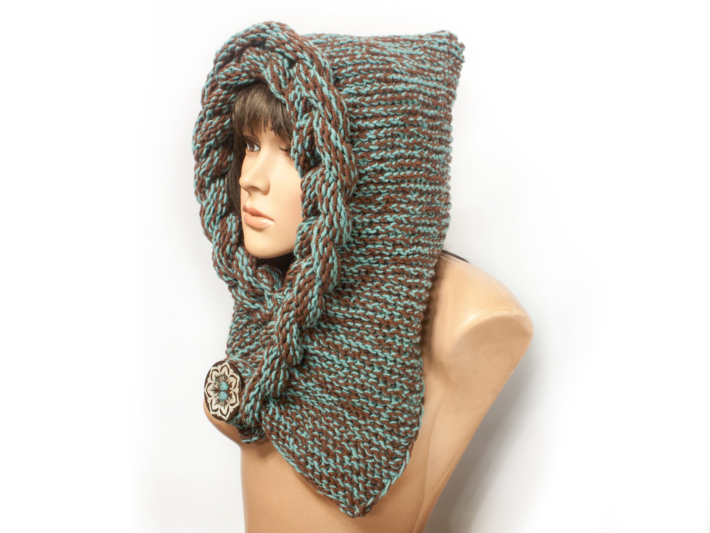 Hooded Scarf, Scarf, Hood, Scarf Hooded, Chunky Scarf, Wool Cowl ...