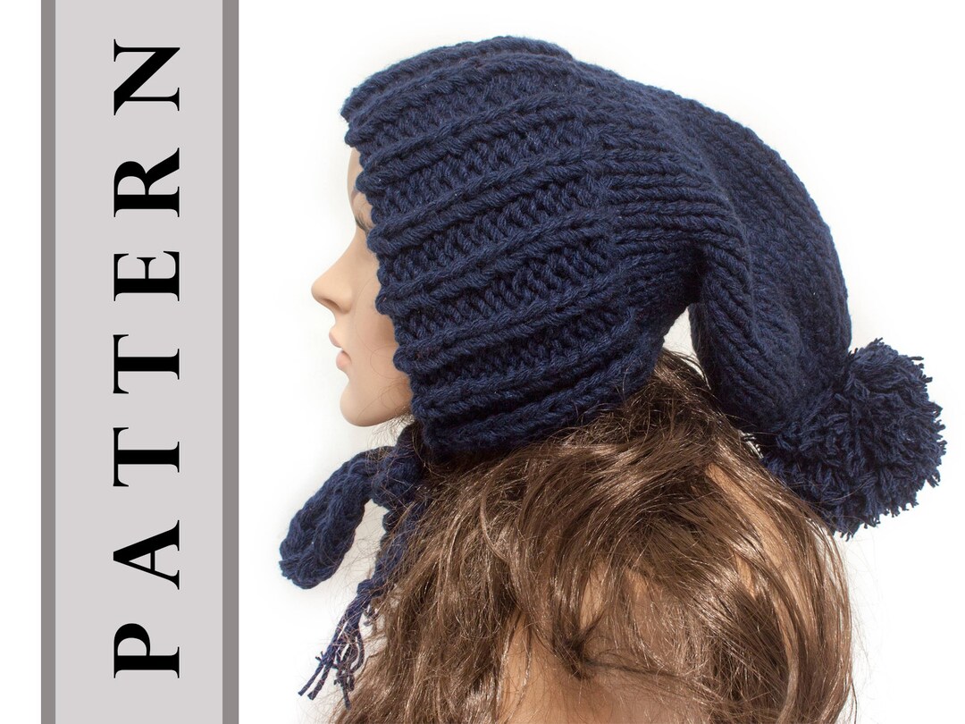 Instant Download Knitting Pattern Sock Hat Slouchy Earflap - Etsy