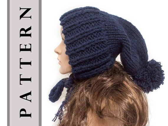 Instant Download Knitting Pattern Sock Hat Slouchy Earflap | Etsy