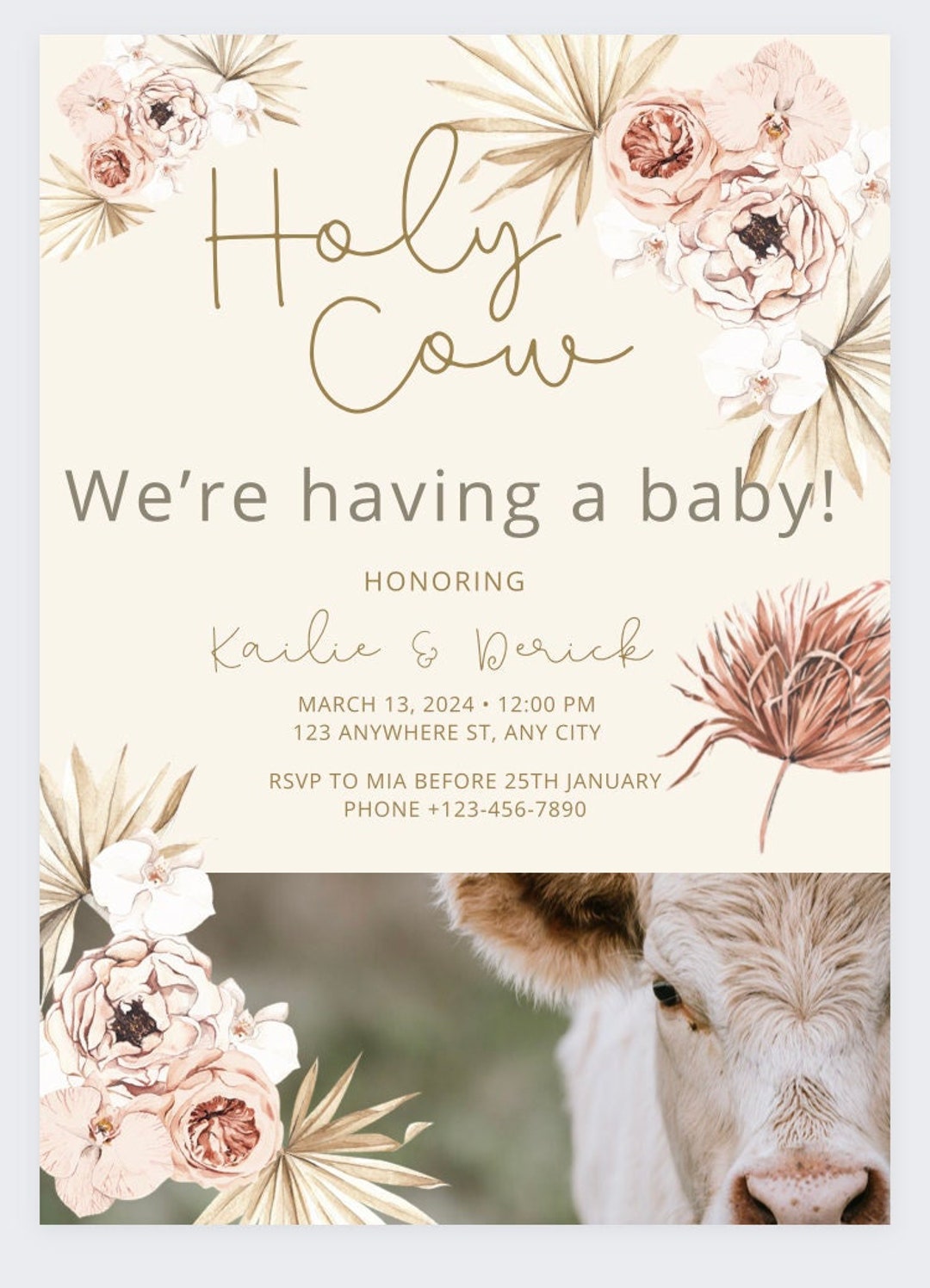 HOLY COW We’re Having a Baby Shower Invitation - Etsy