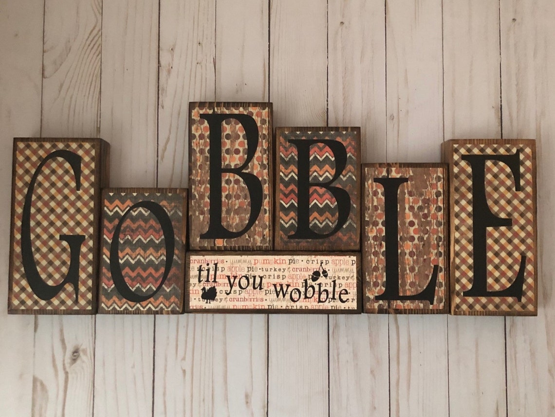 Reversible Holiday Blocks Halloween/Thanksgiving holiday decor | Etsy