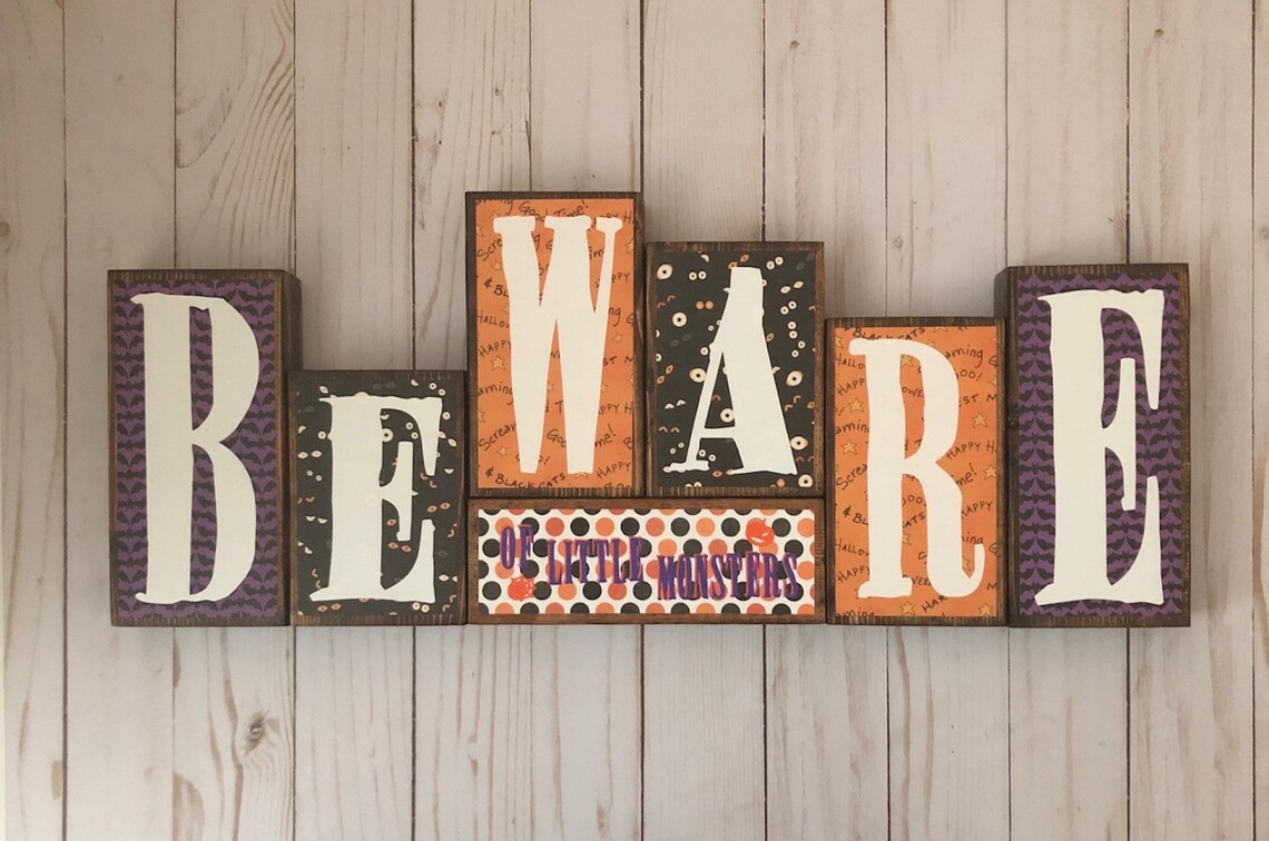 Reversible Holiday Blocks Halloween/Thanksgiving holiday decor | Etsy