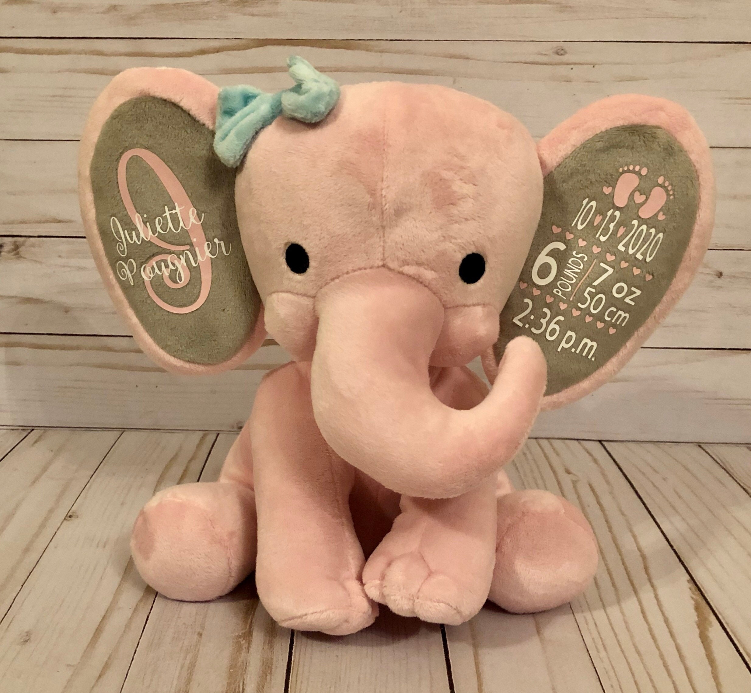 Birth Stats Elephant, Birth Announcement, Boy/girl Personalized Plush ...