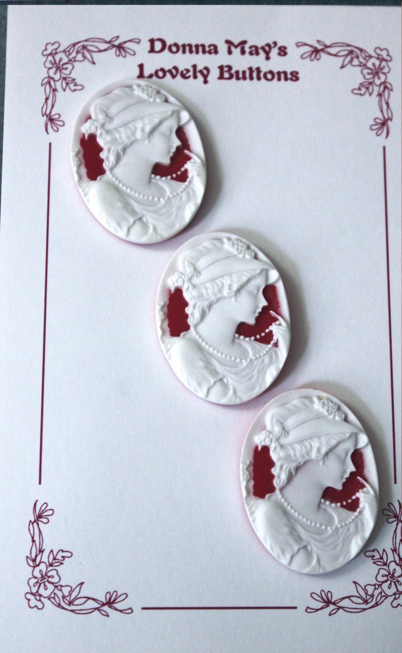 Cameo Buttons Set of three flapper lady buttons 40 x 30 mm - Etsy.de