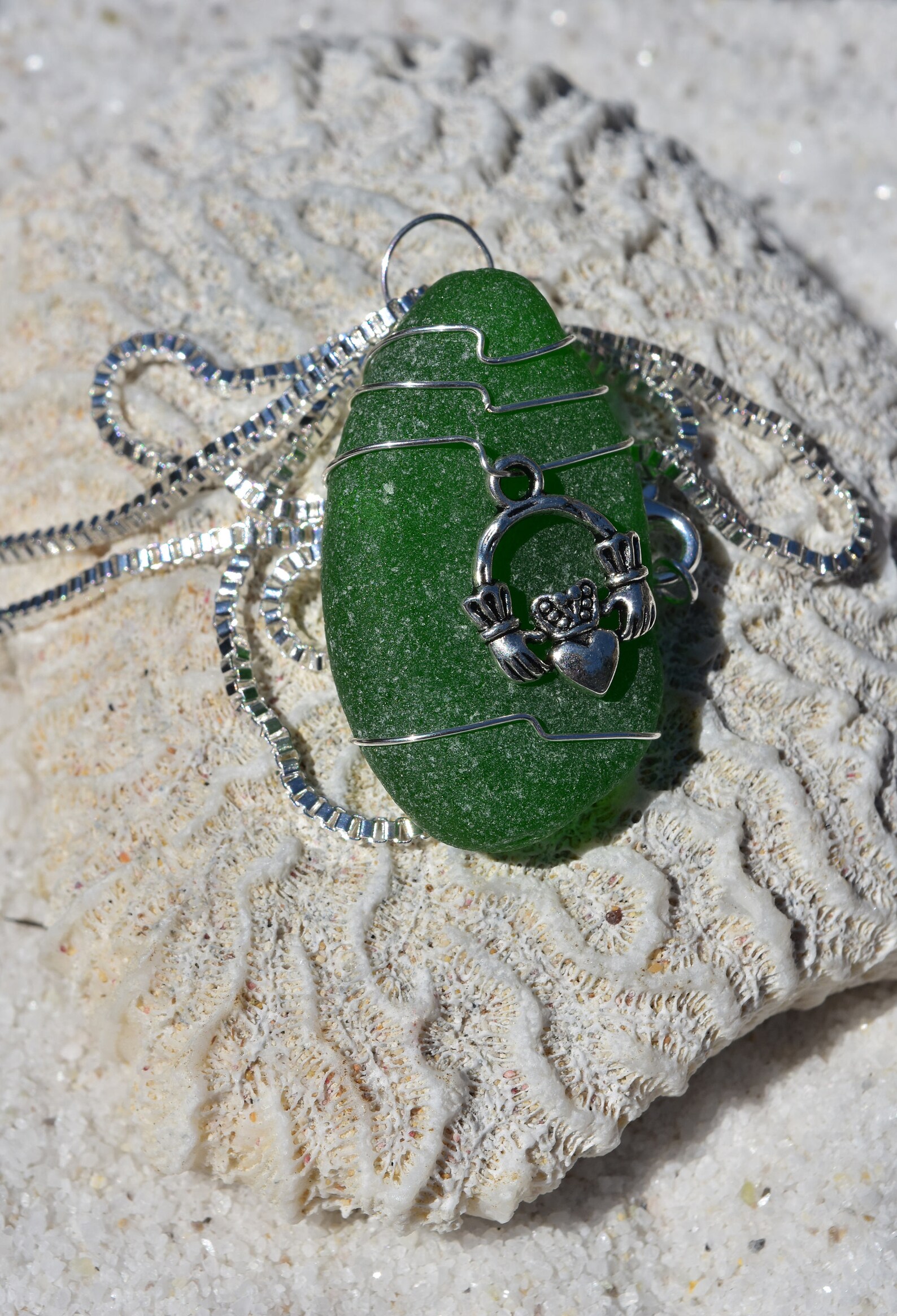 Custom Handmade Genuine Sea Glass Necklace With a Silver | Etsy