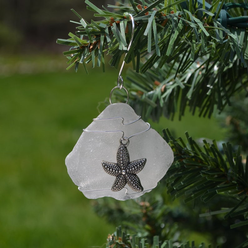 Custom Surf Tumbled Sea Glass Ornament With a Silver Starfish - Etsy